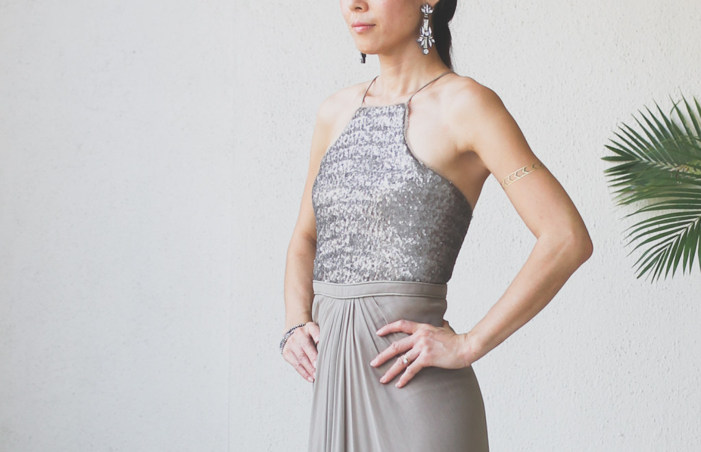 Micky Tan Grey Sequence Chiffon Dress | Chuzai Living